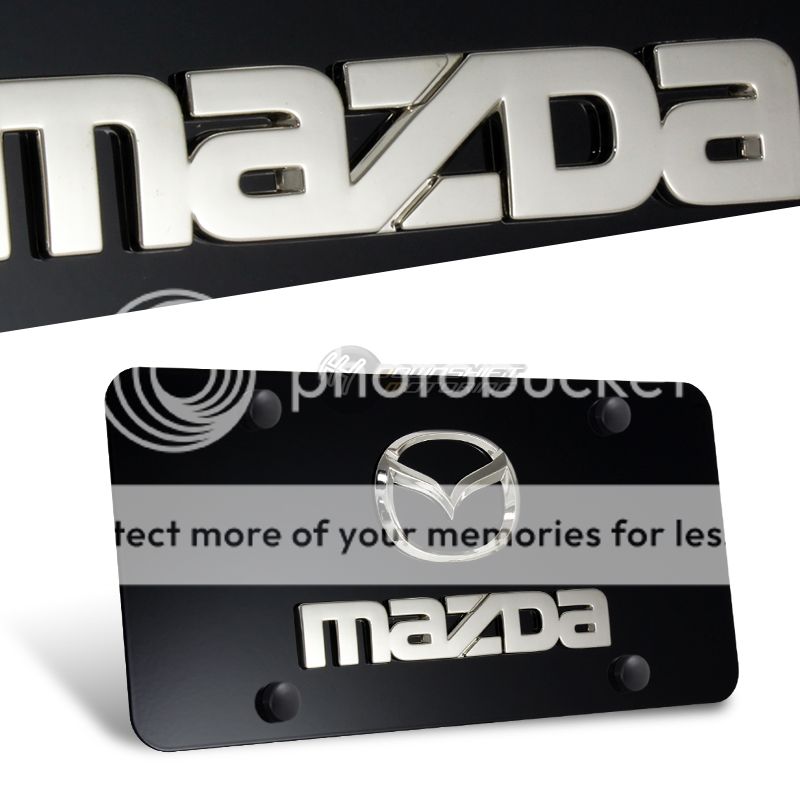 3D MAZDA Logo Front Gloss Black Stainless Steel License Plate Frame ...