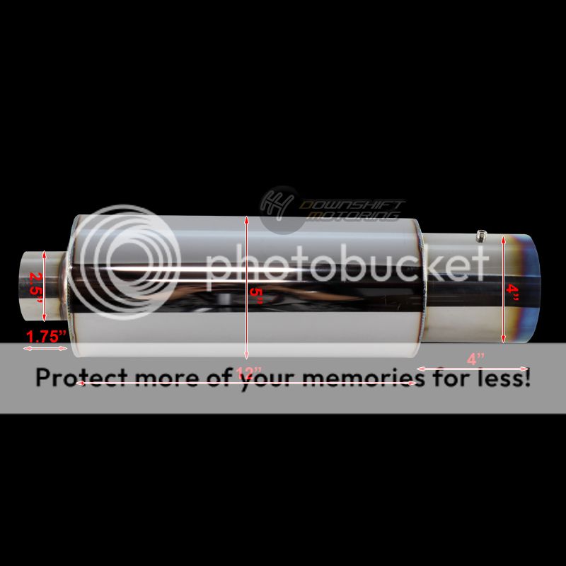 N1 Style 4" Burn Tip Stainless Steel Muffler 2 5" Inlet w Silencer ...